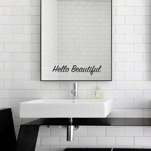 Hello Beautiful Mirror Decal / Hello Beautiful Mirror Sticker / Hello ...