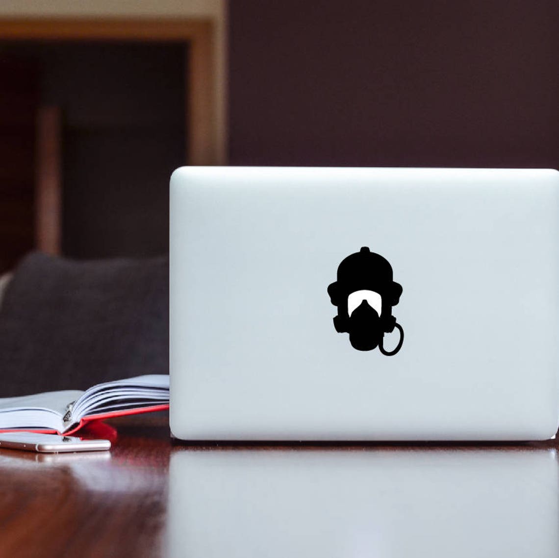Firefighter Mask glowing Apple MacBook Decal / Laptop Decal / | Etsy