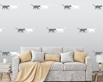 Cats Pattern Decal Kitty Wall Nursery / Cat Kids Room Wall | Etsy