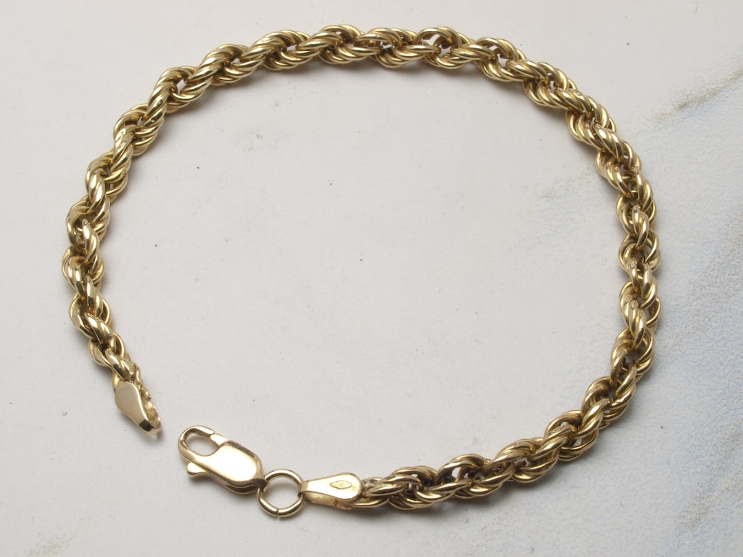 Vintage 18ct Gold Rope Chain Bracelet - Etsy