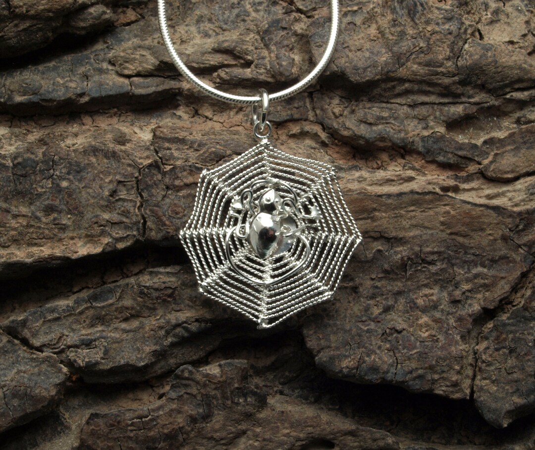 Silver Filigree Spider Web Pendant - Etsy