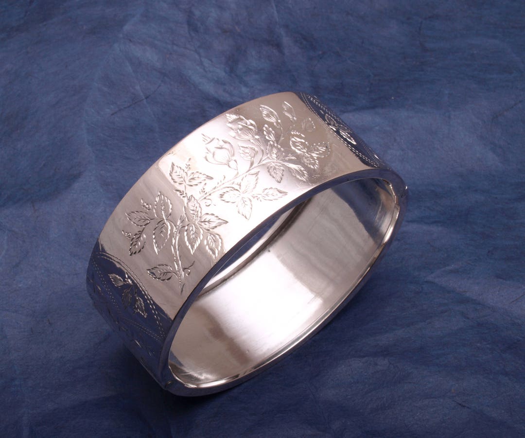 Beautiful Antique Silver Bangle With Unusual Catch Mechanism - Etsy UK