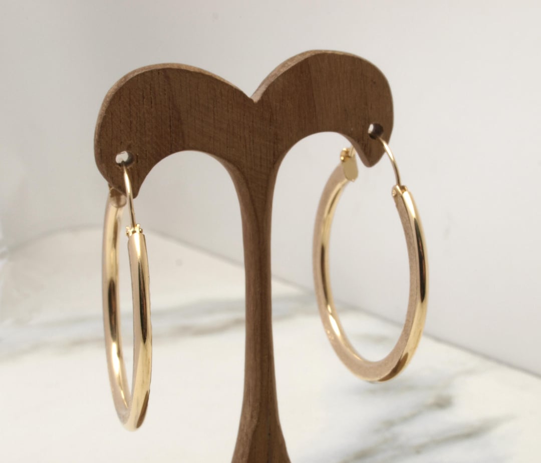 Large, 9ct Gold Creole Hoop Earrings (30mm Across) - Etsy