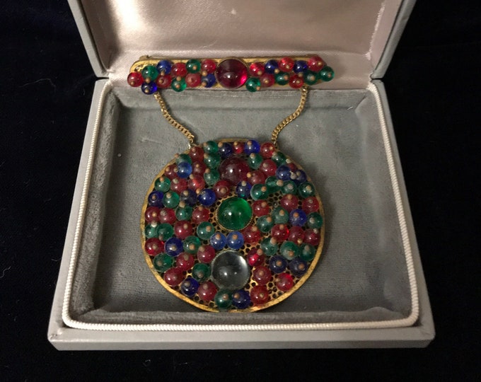1930s NY Designer Ben Meltzer - Rare Art Deco Glass Bead Bar Brooch ...