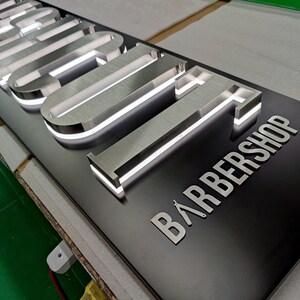 Brushed Silver Metal Backlit Sign With Backing Panel, Backlit Lobby ...