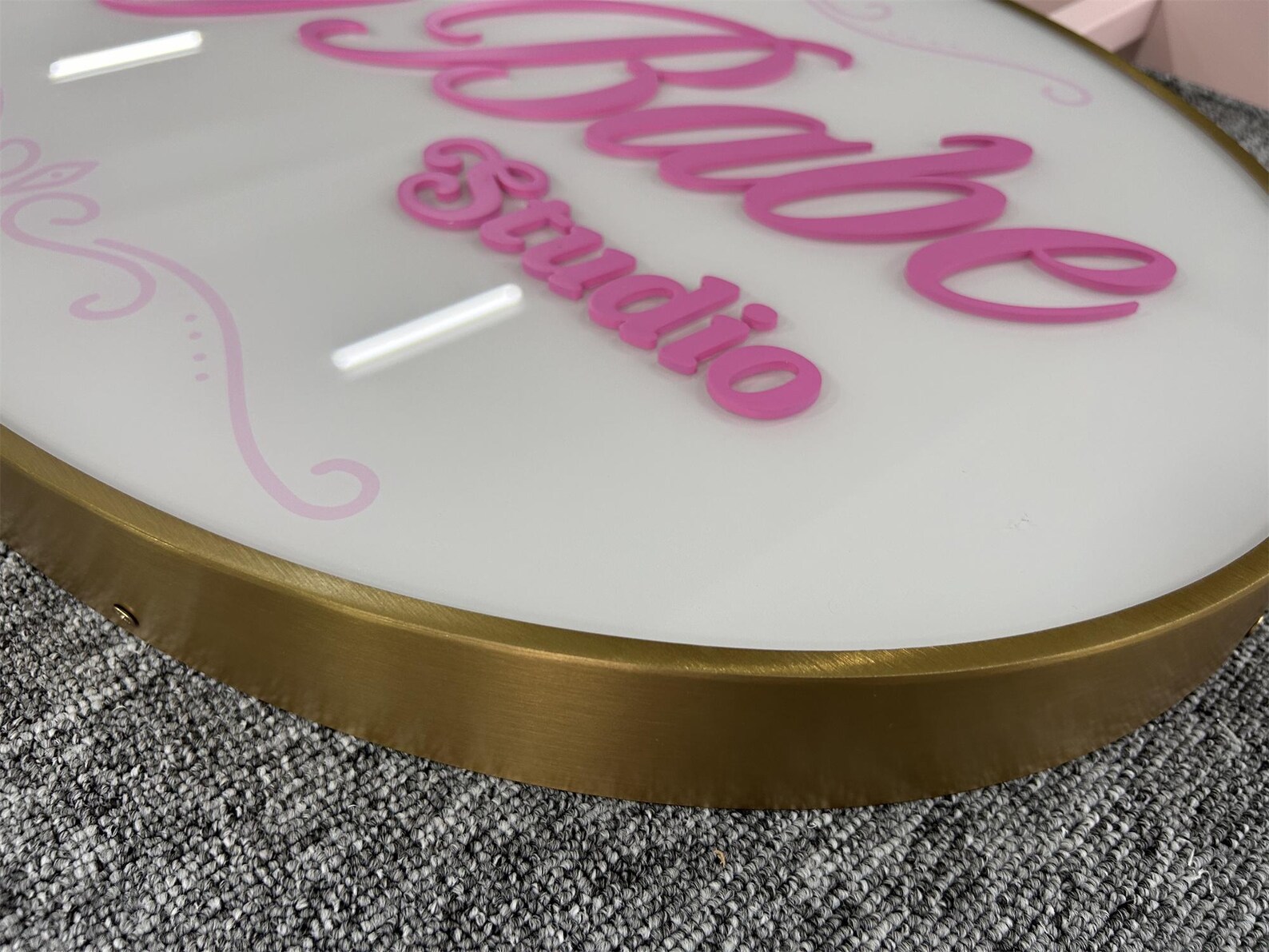 Custom Double Sided Oval Light Box: Gold Logo Exterior Sign - Etsy