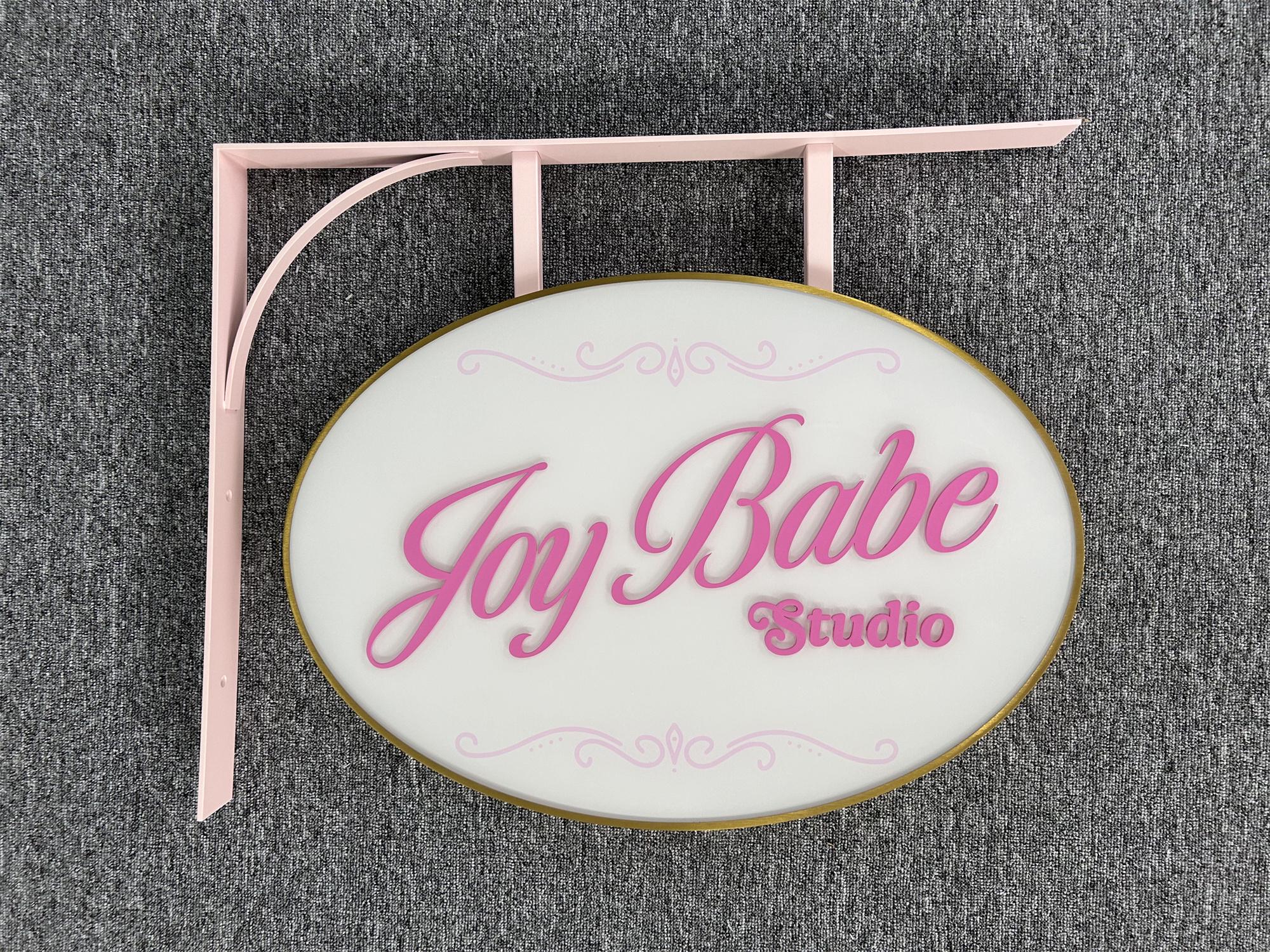 Custom Double Sided Oval Light Box: Gold Logo Exterior Sign - Etsy