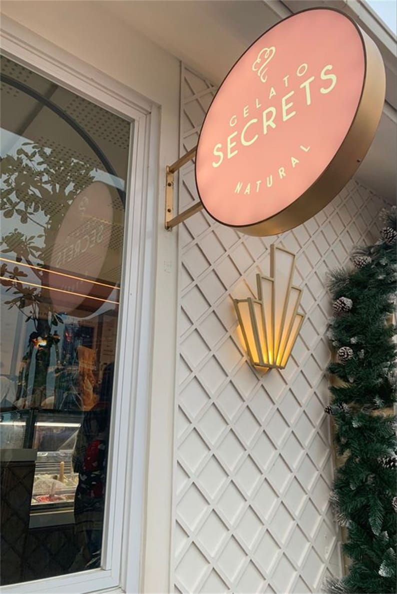 Gelato Secrets Natural Sign, Gelato Shop, Ice Cream, Custom Business ...