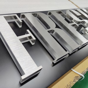 Brushed Silver Metal Backlit Sign With Backing Panel, Backlit Lobby ...