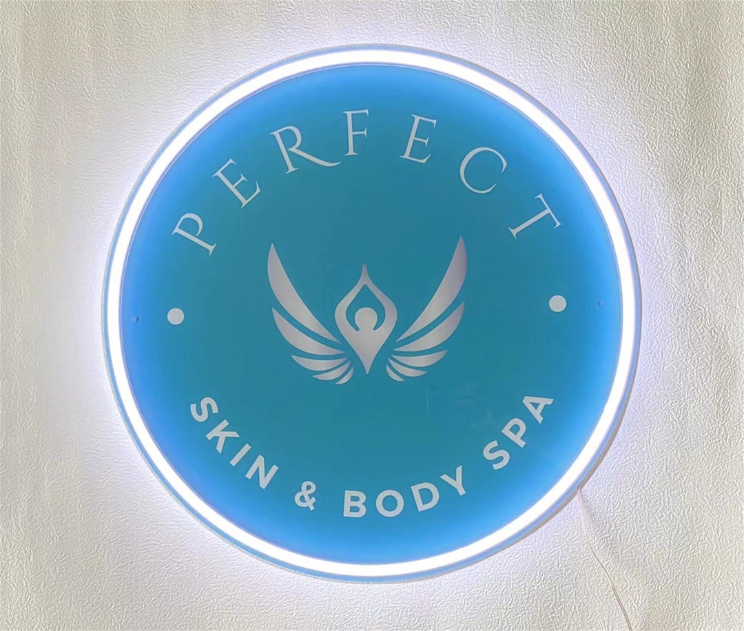 Custom Store Neon Sign, Commercial Sign Lighting, Round LED Acrylic ...