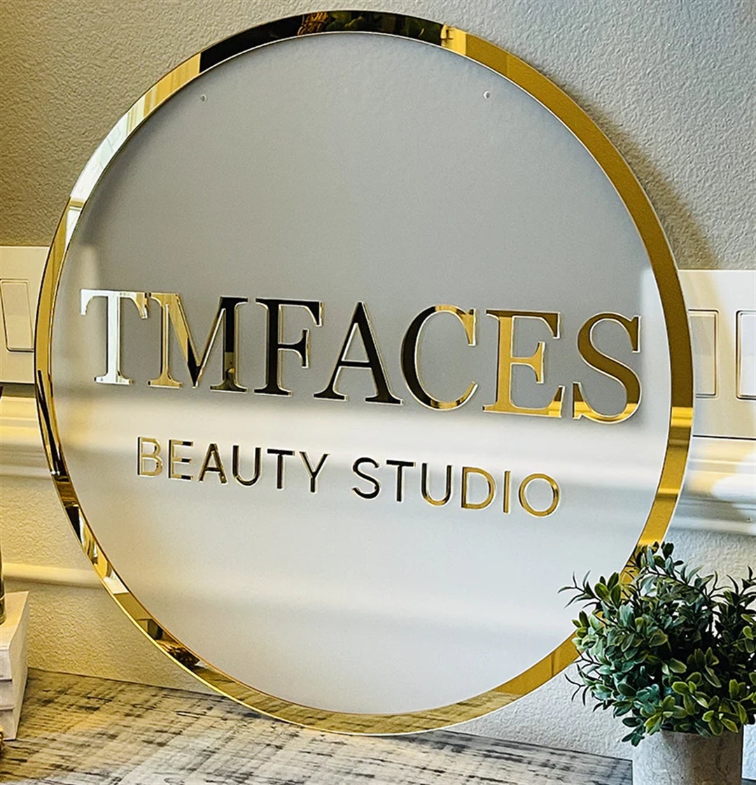 Business Neon Lights Mirror Round Logo Sign Acrylic Custom - Etsy