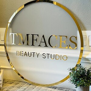 Business Neon Lights Mirror Round Logo Sign Acrylic Custom - Etsy