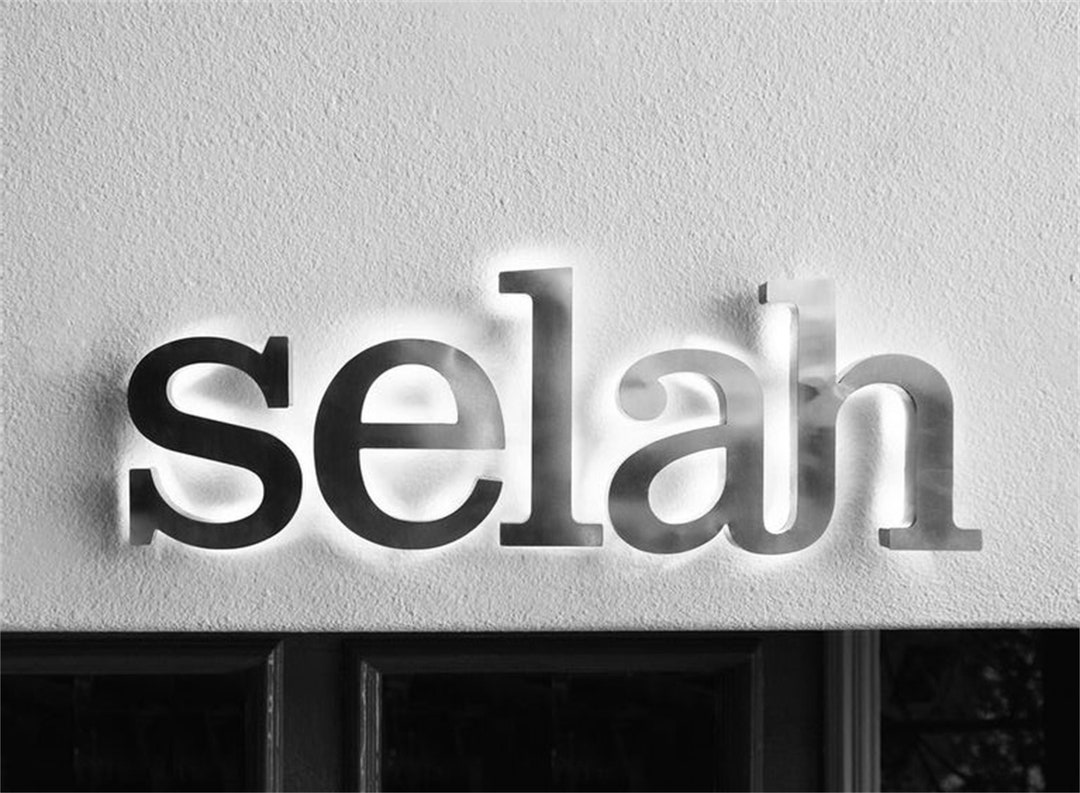 Custom Backlit Sign, Silver Brushed Stainless Steel, 3D Raised Design ...