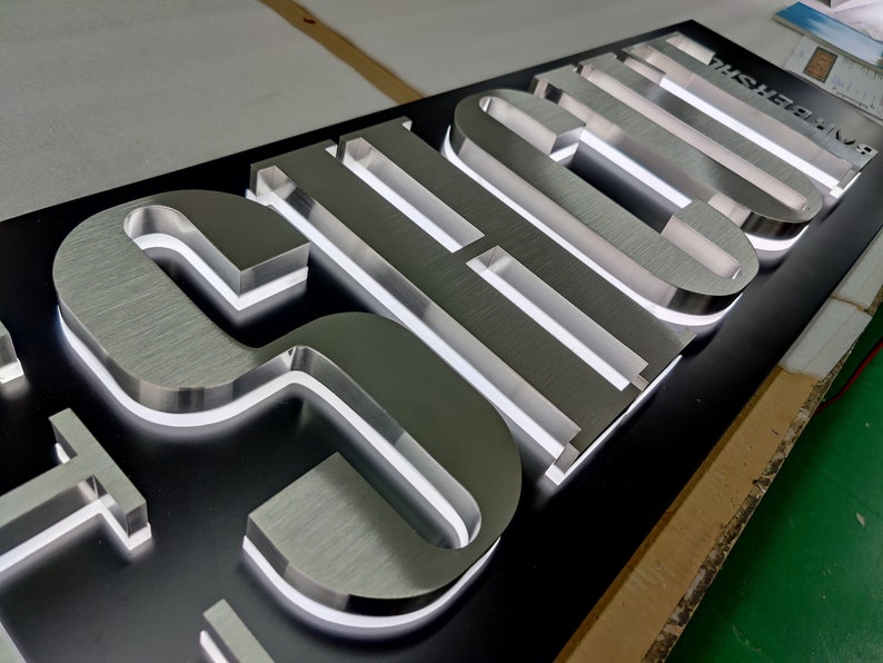 Brushed Silver Metal Backlit Sign With Backing Panel Backlit - Etsy