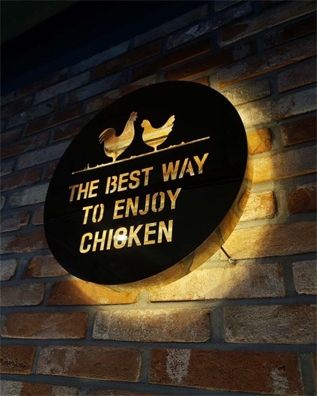 Illuminated Metal Sign, Round Logo Sign Acrylic Custom Logo Decoration ...