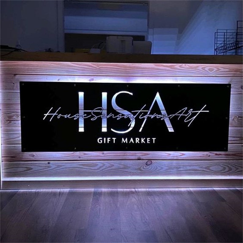 Custom Metal Backlit Business Logo Sign: LED Laser Cut, Indoor/outdoor ...