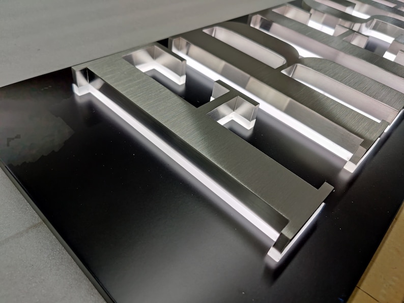 Brushed Silver Metal Backlit Sign With Backing Panel Backlit - Etsy