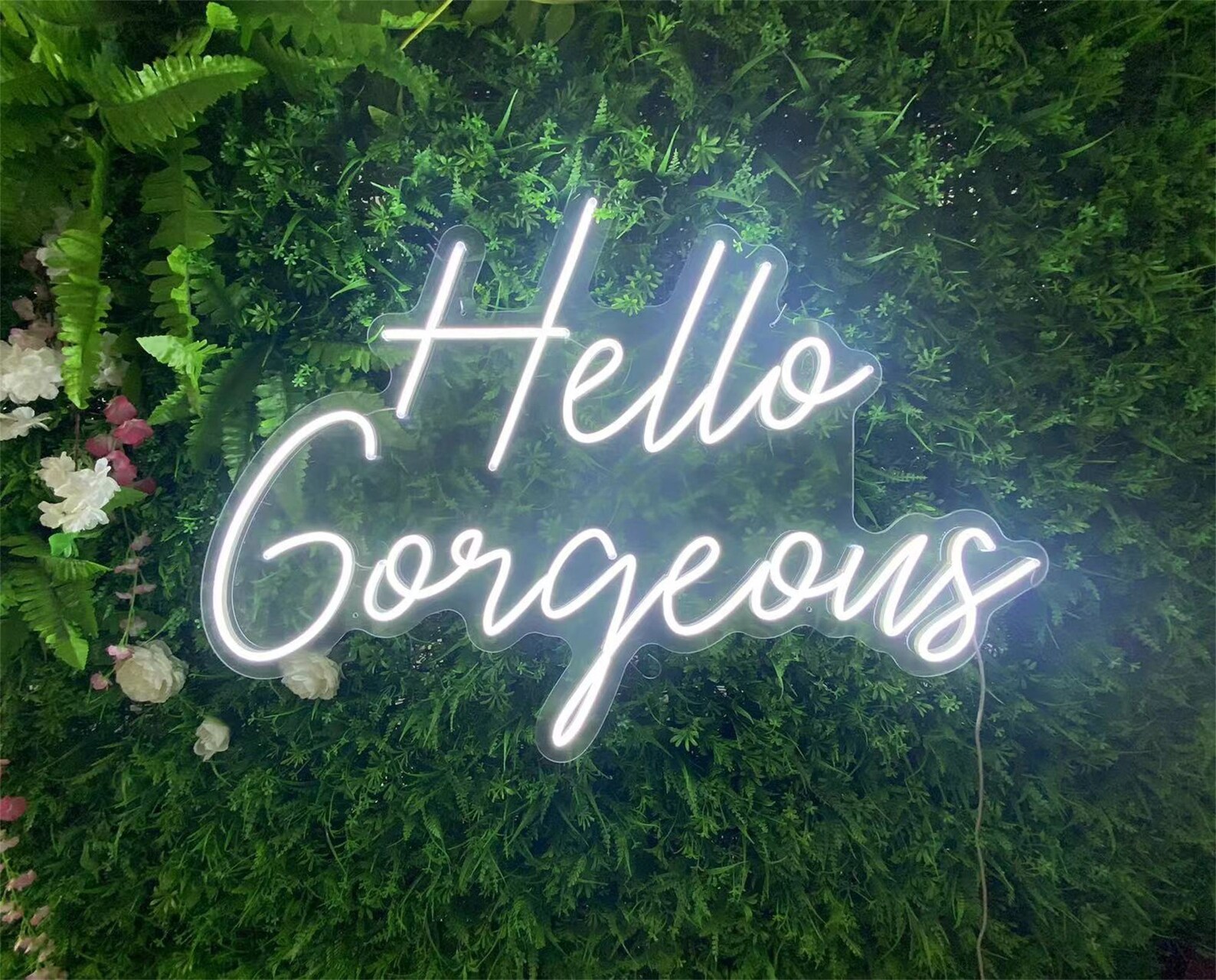 Hello Gorgeous Neon Sign Light Neon Sign for Pampas Background Decor ...