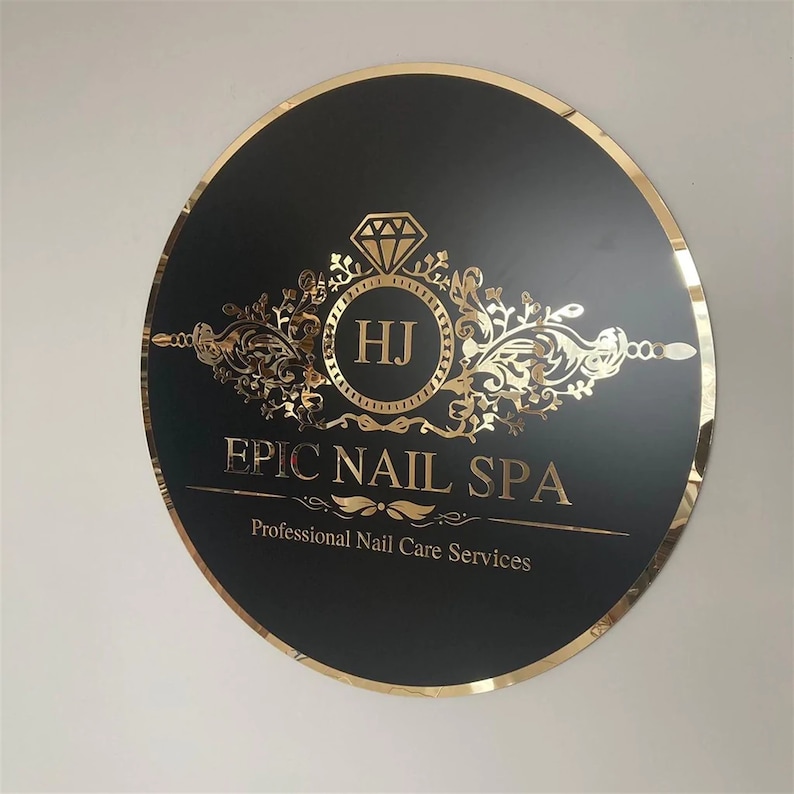 Business Neon Lights Mirror Round Logo Sign Acrylic Custom Logo ...