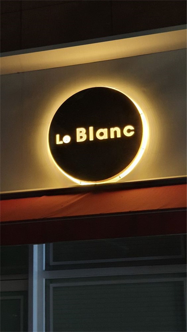 Illuminated Metal Sign, Round Logo Sign Acrylic Custom Logo Decoration ...