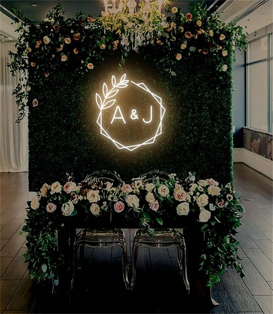 Initials Neon Sign, Custom Neon Light, Neon Sign Wedding, Warm White ...