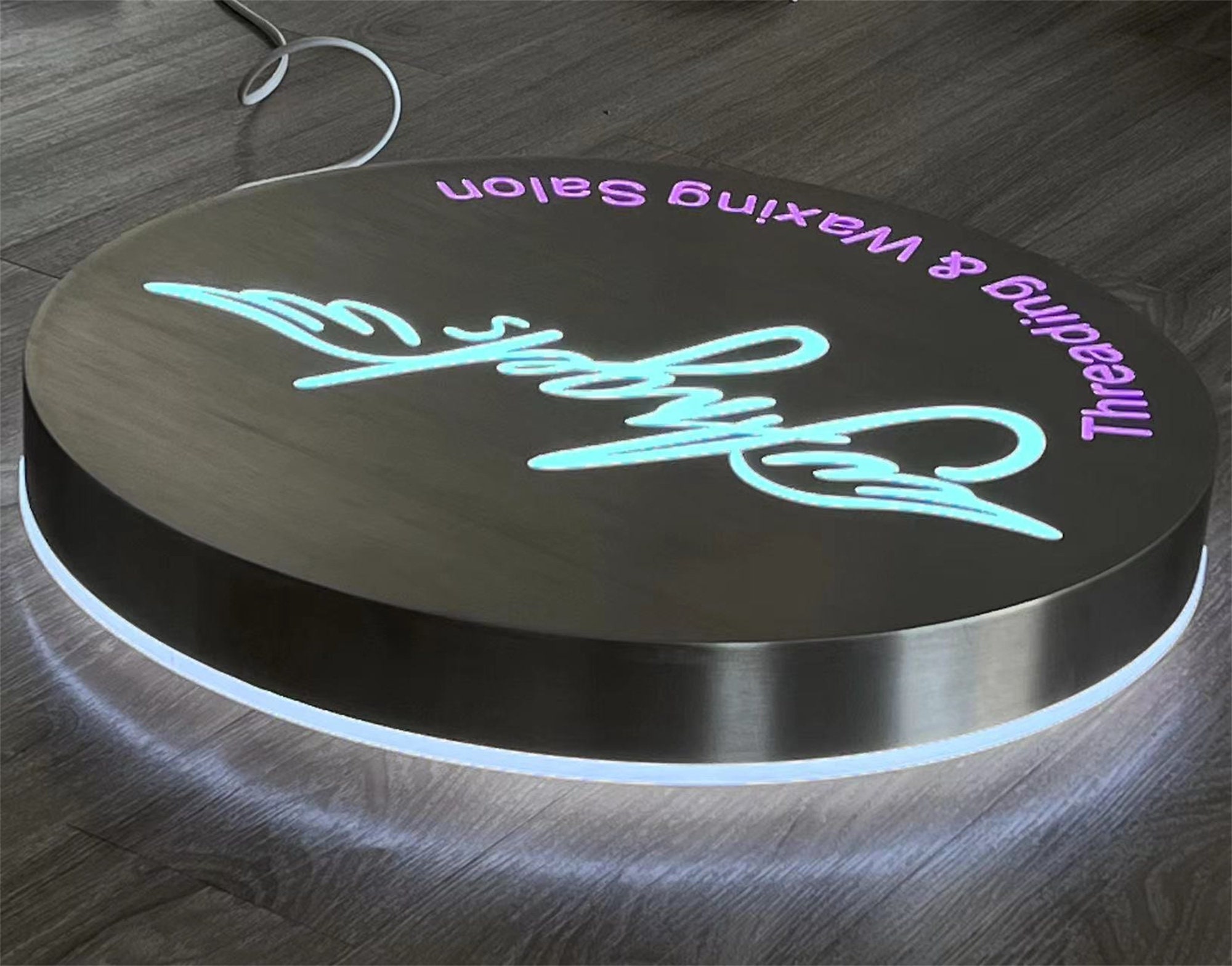Custom LED Backlit Circle Sign: Halo Lighting Logo, Lightbox Sign - Etsy