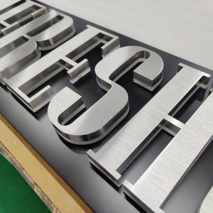 Brushed Silver Metal Backlit Sign With Backing Panel, Backlit Lobby ...