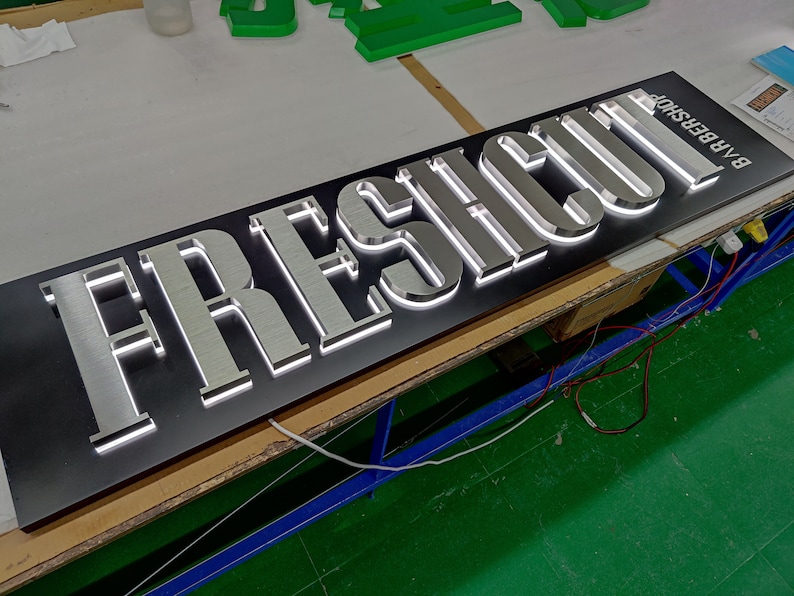 Brushed Silver Metal Backlit Sign With Backing Panel Backlit - Etsy