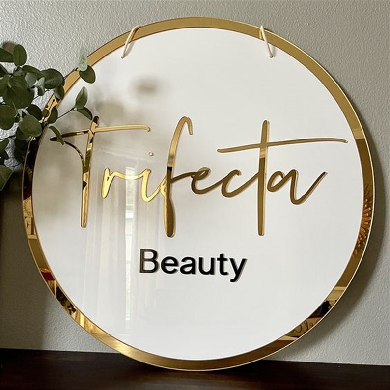 Business Neon Lights Mirror Round Logo Sign Acrylic Custom Logo ...