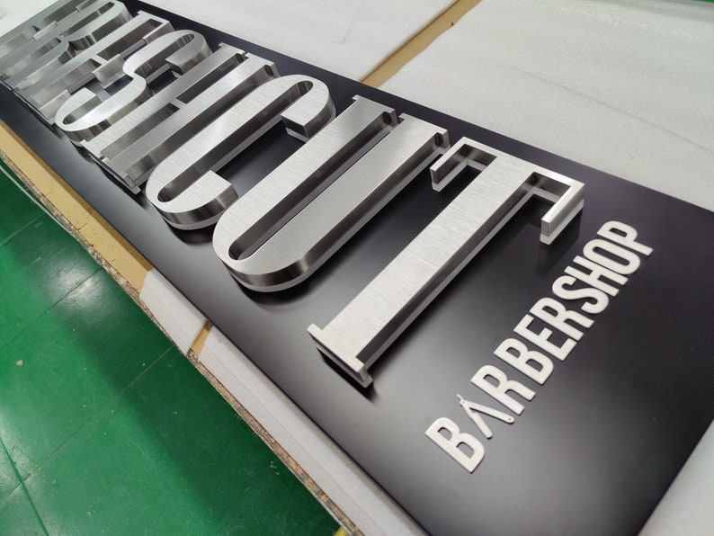 Brushed Silver Metal Backlit Letter With Backing Panel, Backlit Lobby ...