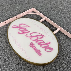 Custom Double Sided Oval Light Box: Gold Logo Exterior Sign - Etsy