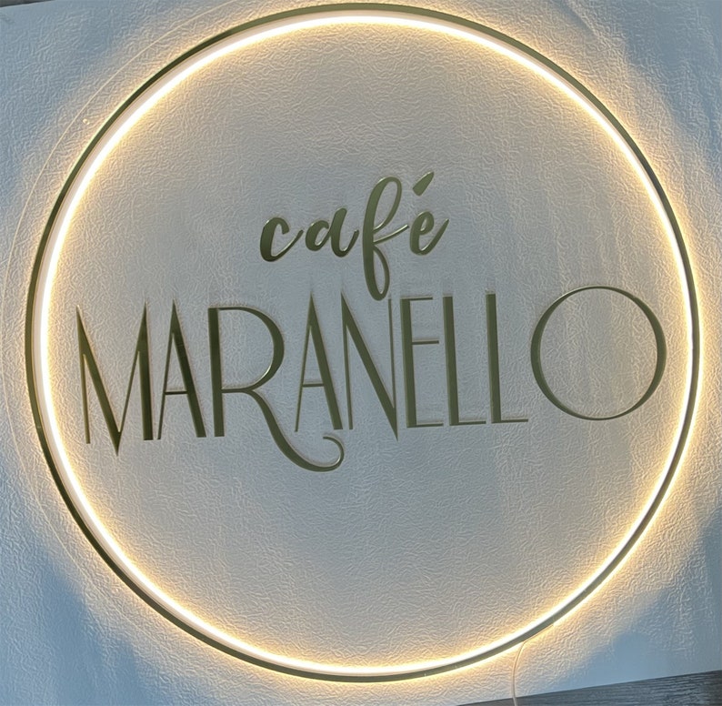 Business Neon Lights Mirror Round Logo Sign Acrylic Custom Logo ...