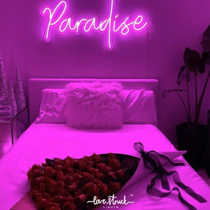 Custom Hot Pink 'paradise' Neon Sign: Bedroom Wedding Decor - Etsy