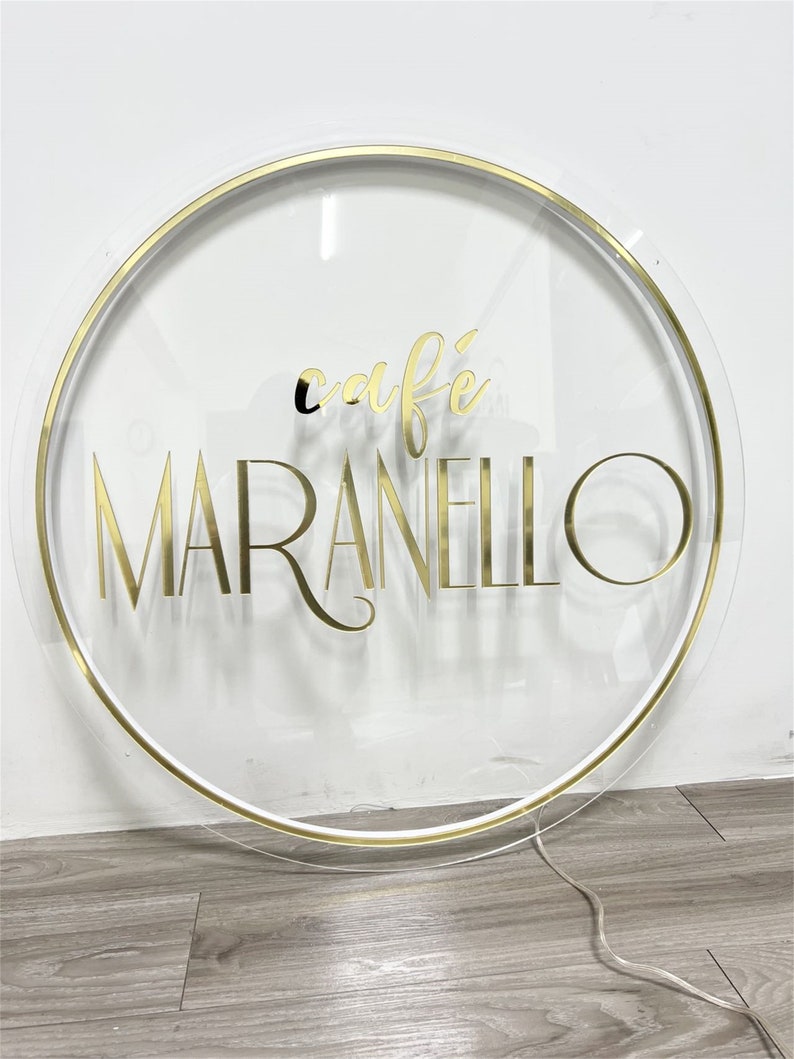 Business Neon Lights Mirror Round Logo Sign Acrylic Custom Logo ...