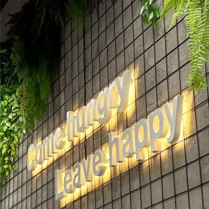 Lighted Sign, Custom Stainless Steel Backlit Sign, Business Logo Letter ...
