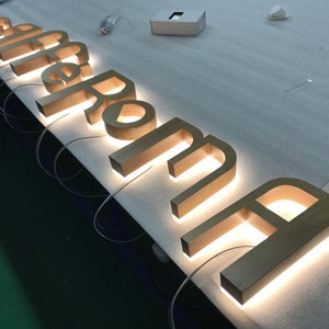 Custom Stainless Steel Backlit Sign, Business Logo Letter Backlit ...