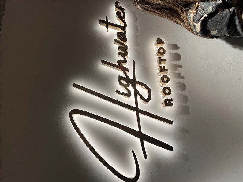 Backlit Letter Signage Wall Metal Illuminated Logo Board Led - Etsy