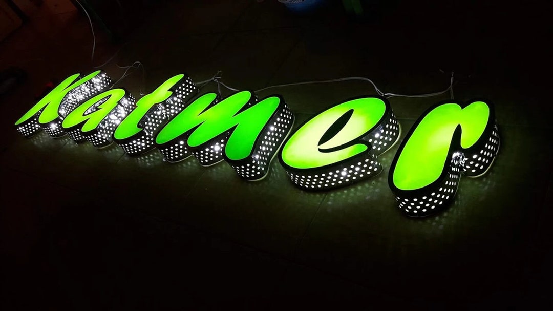 Perforated Letters Business Outdoor Signs, Backlit Stainless Steel 3D ...