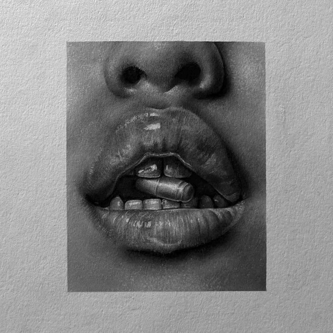 Bite the Bullet- Hyperrealistic Portrait Drawing | Original Graphite ...