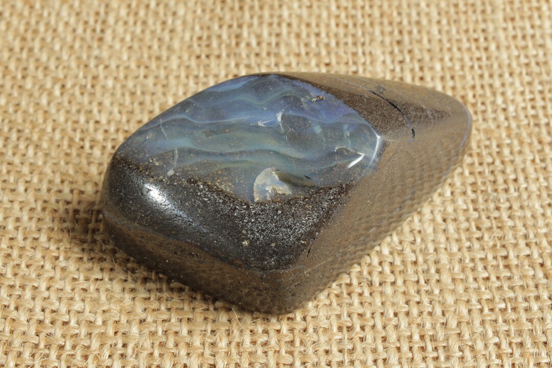 Polished Boulder Opal Mineral Specimen | Blue Opal Face | Curio for ...