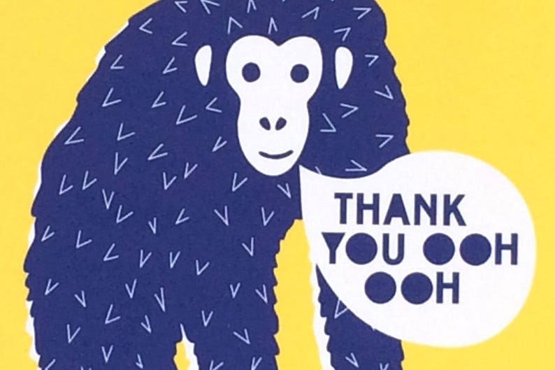 Thank You Card. Let's Go Wild Thank You Cards With Kraft Envelope. Made ...