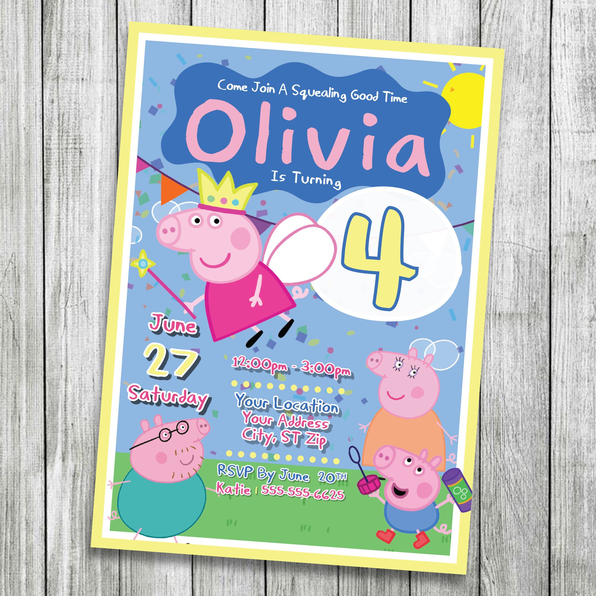 Peppa Pig Invitation. Peppa Pig Birthday Invitation. Peppa Pig Party ...