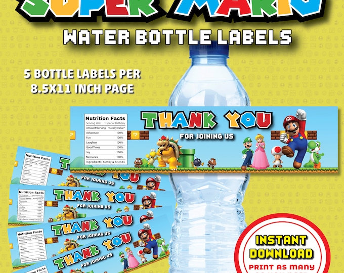 Instant Download Super Mario Bottle Labels Super Mario - Etsy
