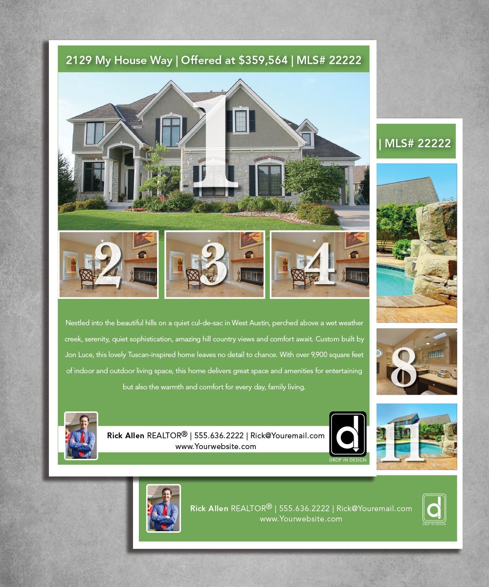 Instant Download Photoshop, and Indesign Template Real Estate Flyer 4 2 ...