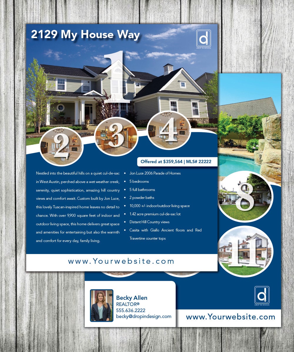 Instant Download Photoshop, and Indesign Template Real Estate Flyer 2 2 ...