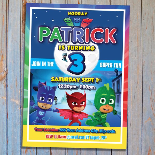 Pj Masks Invitation - Etsy