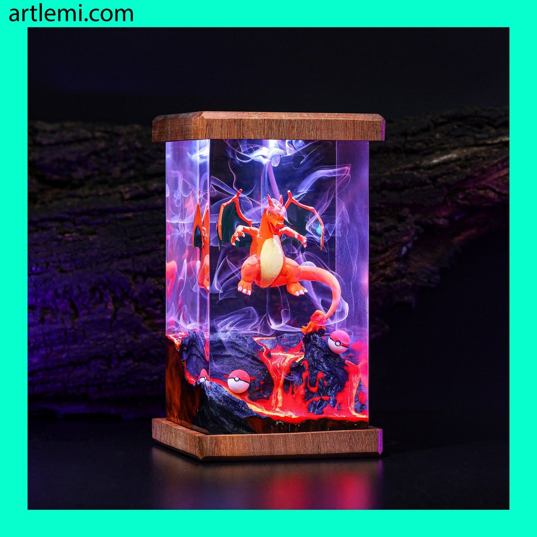CHARIZARD POKEMON Epoxy Lamp Custom Pokemon Resin Lamp Resin Night ...