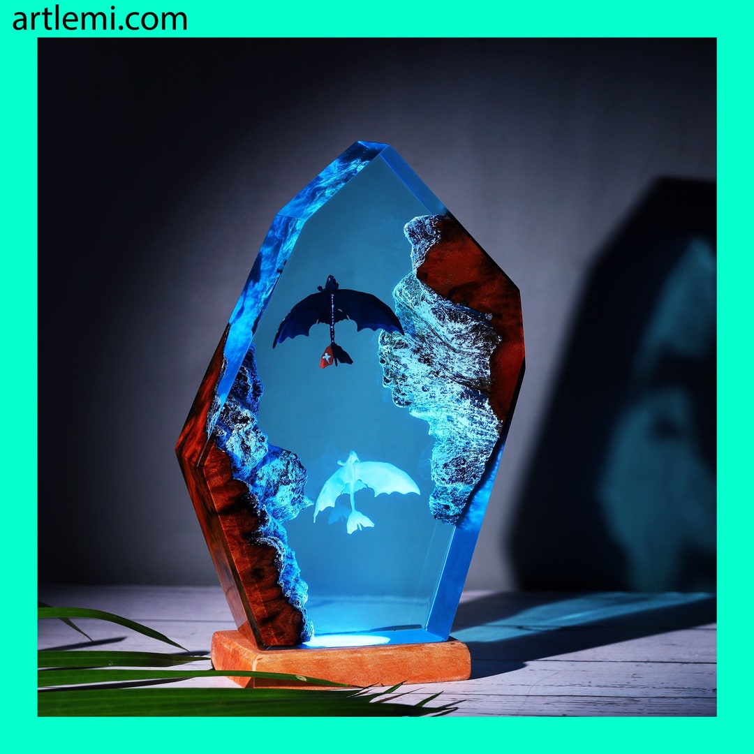 Toothless Night Lights, Toothless and Light Fury Epoxy Lamp Table Lamp ...