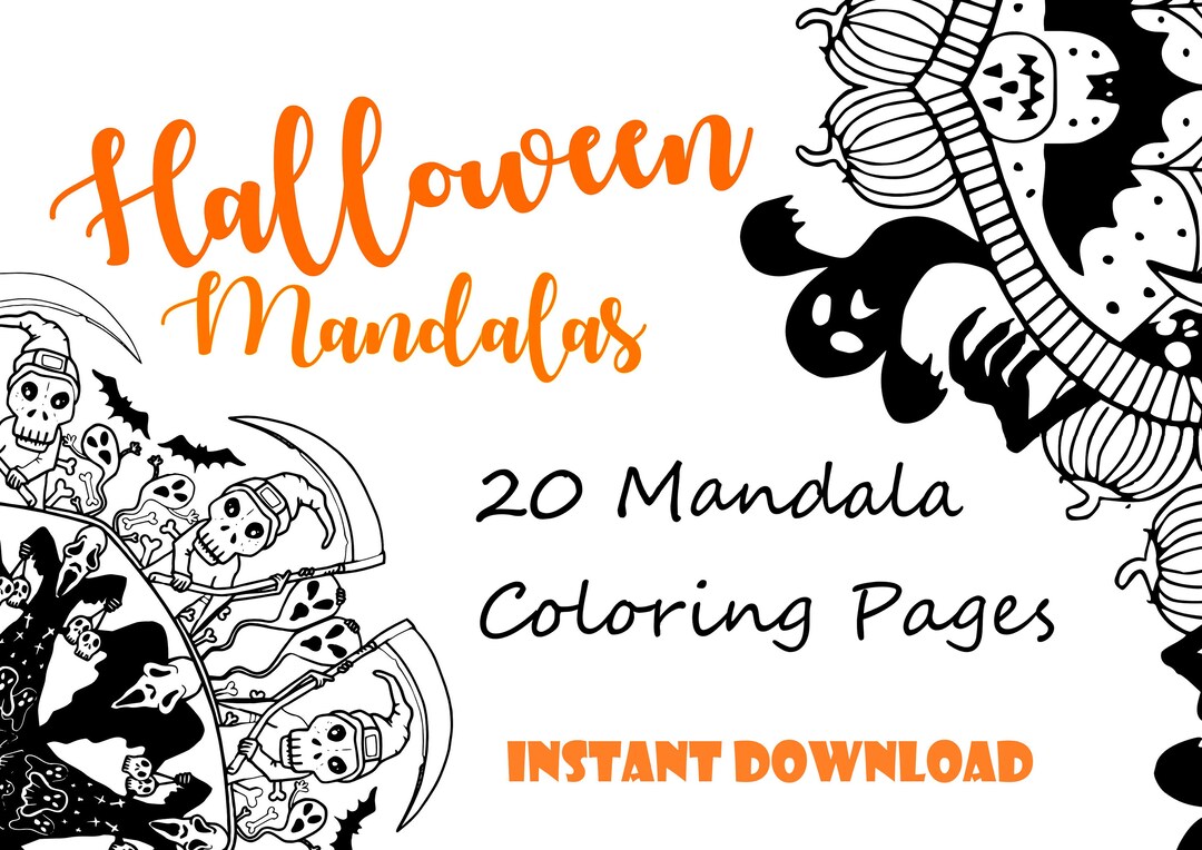 20 Halloween Mandala Coloring Pages INSTANT DOWNLOAD - Etsy