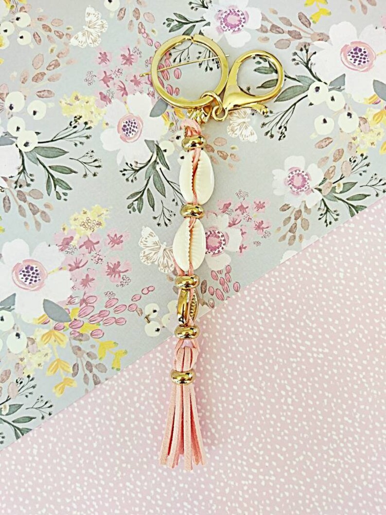 Cowrie shell keychain tassel keychain Cowrie Shell charm | Etsy